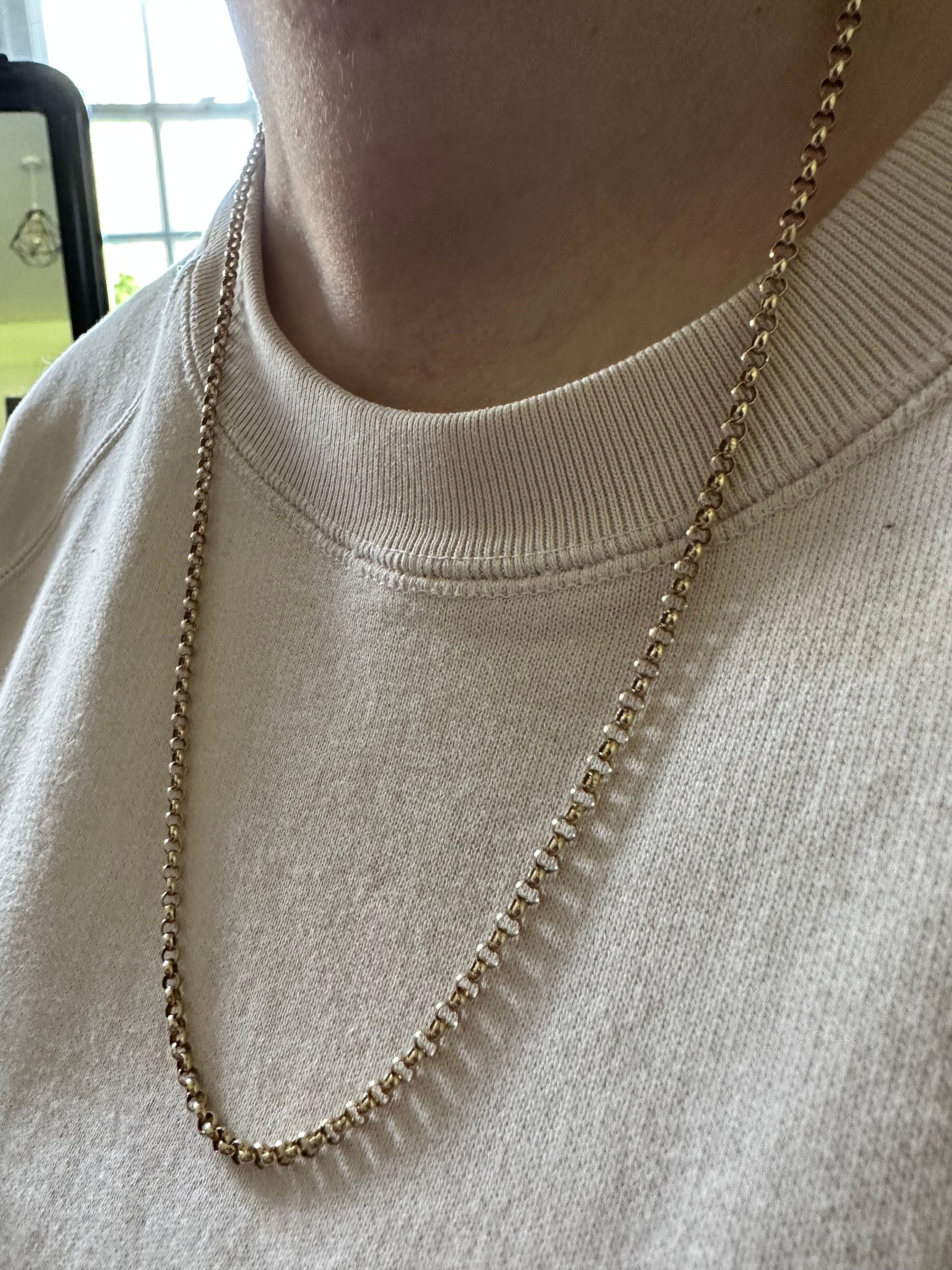 LONG Hallmarked Vintage 9ct Yellow Gold Belcher Chain Necklace - Etsy