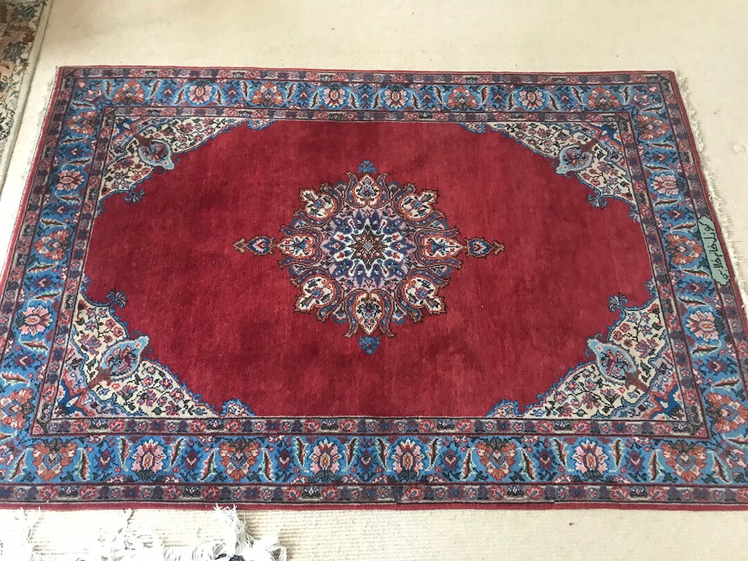 Authentic Vintage Middle Eastern Wool Handwoven Signed Rug Central ...