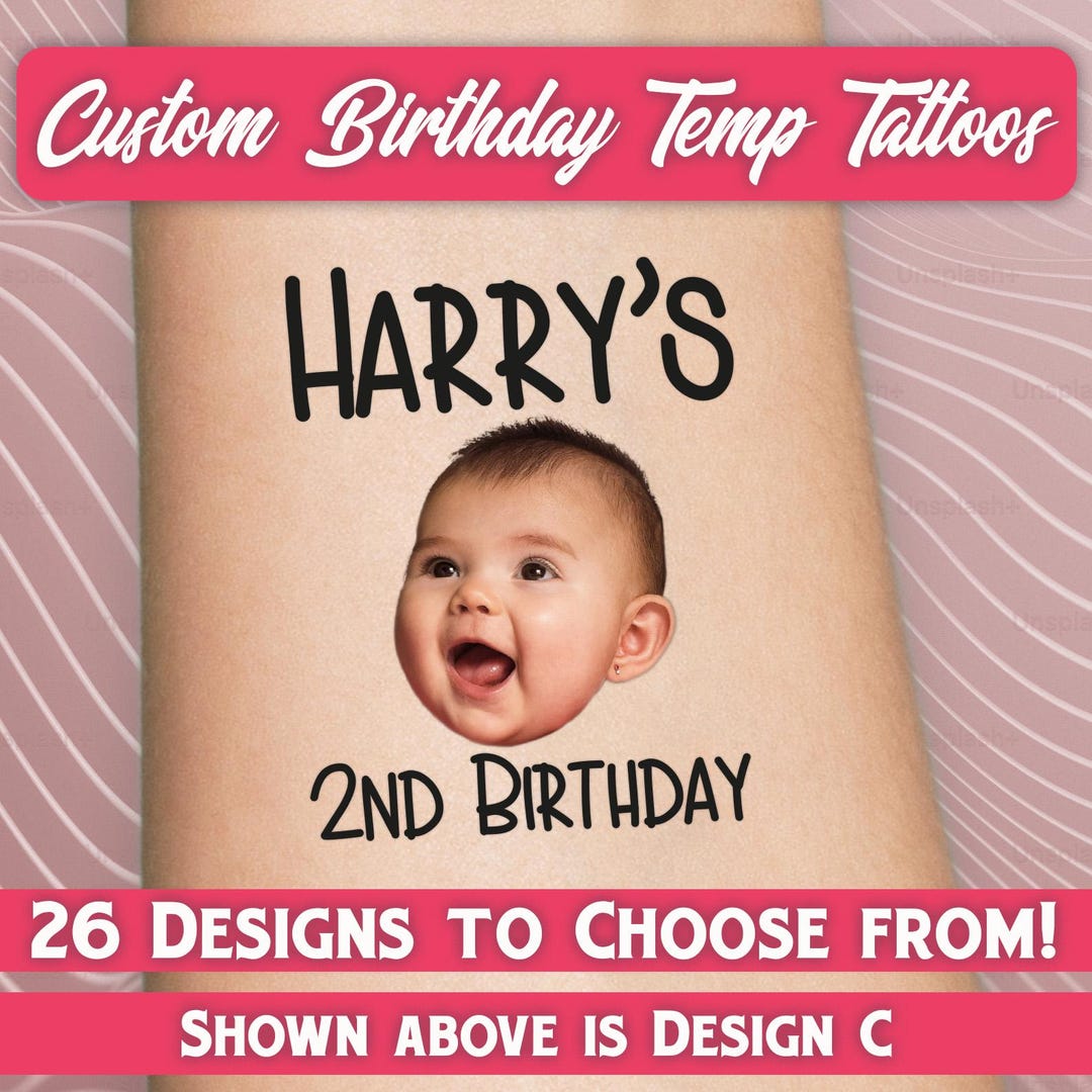 Custom Photo Temporary Tattoos, Birthday Party Favors (set of 5) - Etsy