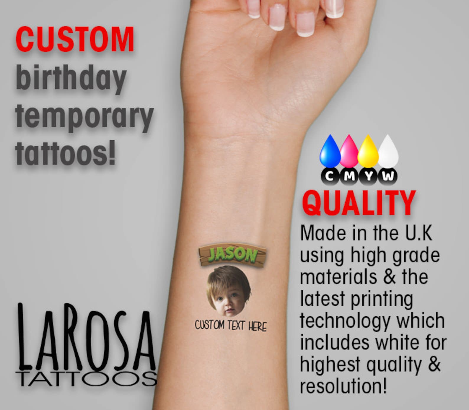 10x Custom Personalised Birthday Temporary Tattoos. Birthday - Etsy UK