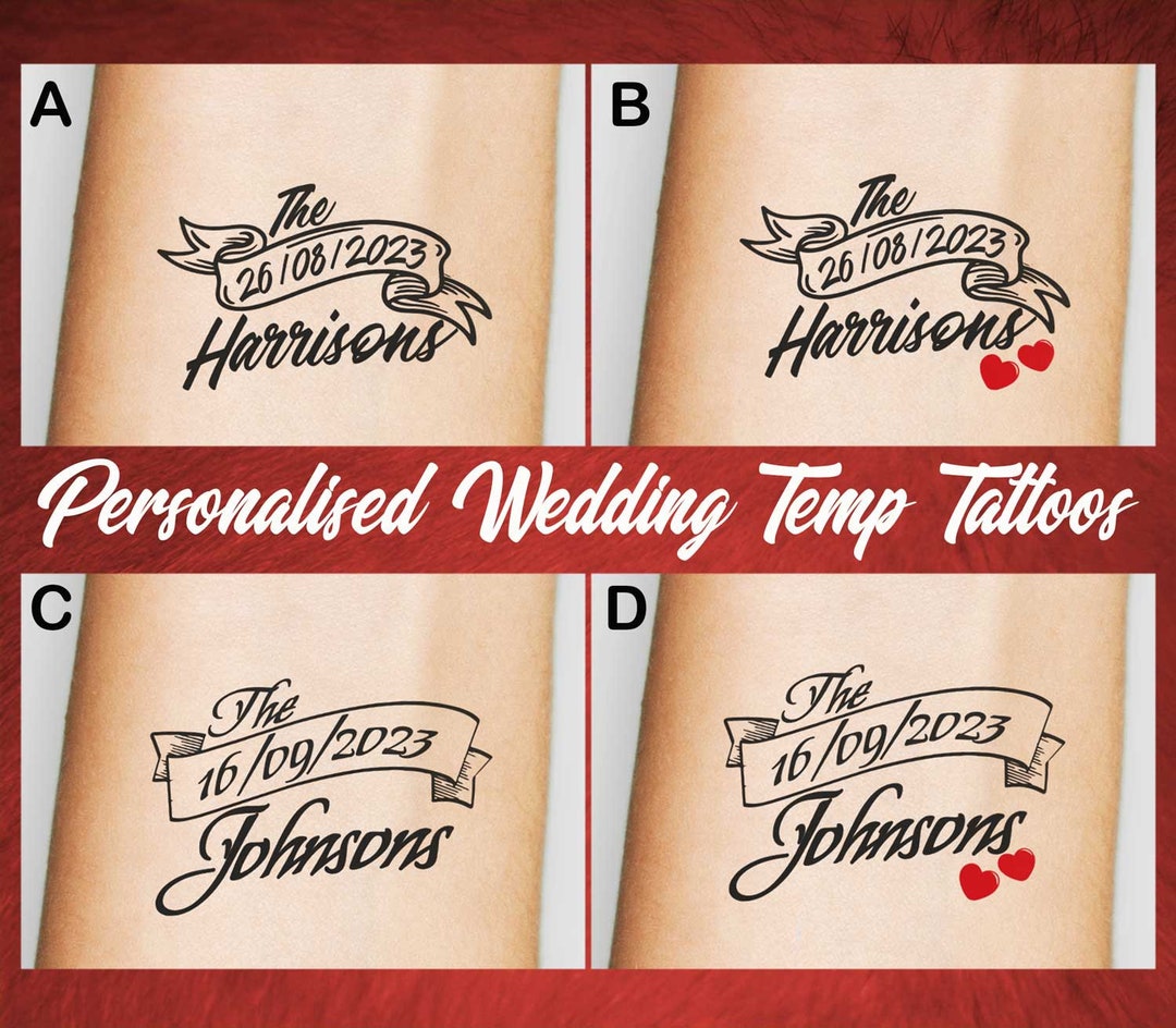 Custom Wedding Temporary Tattoos. Wedding Favors, Engagement ...