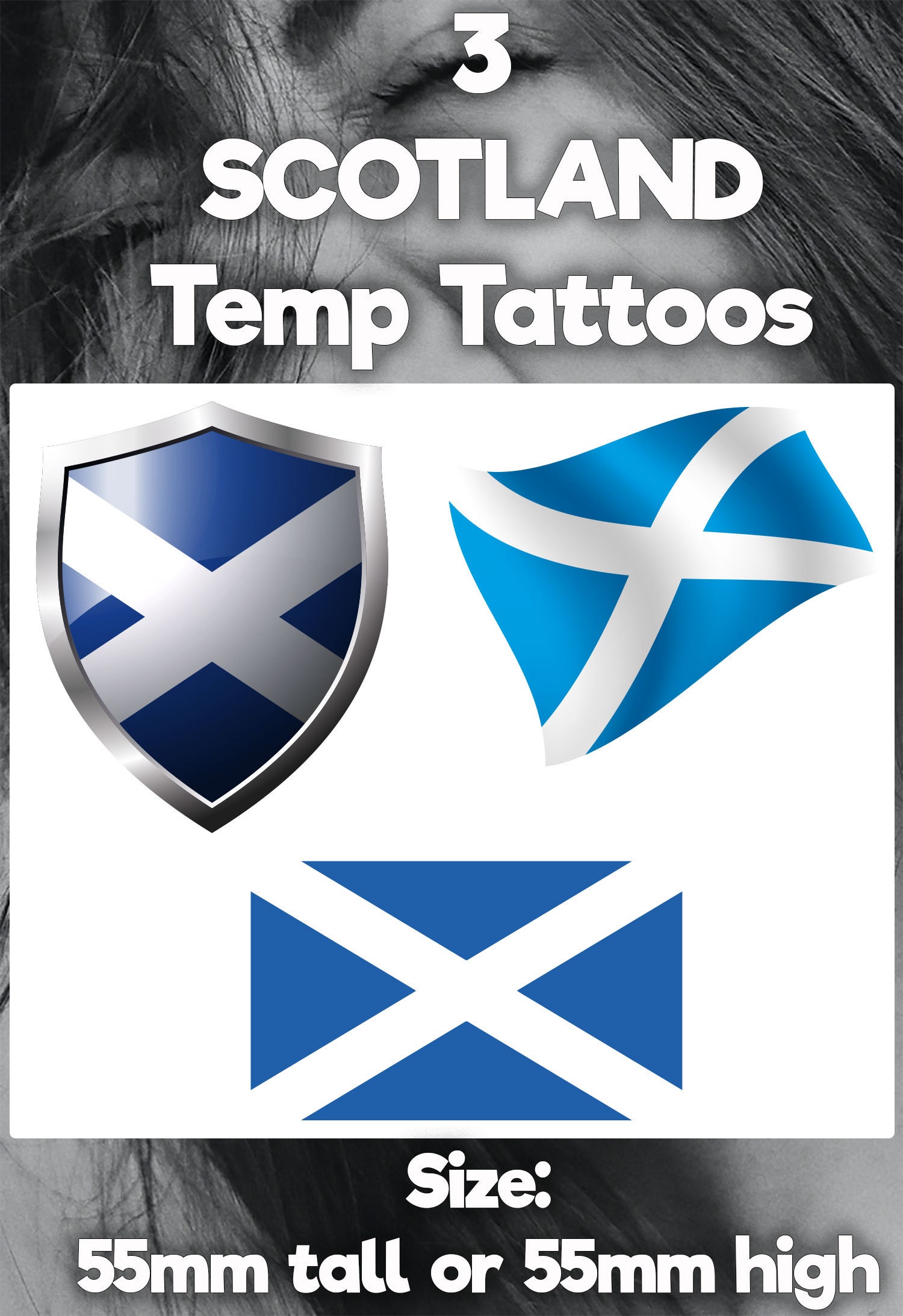 SCOTLAND Flag Temp tattoos. Euro championships football face | Etsy