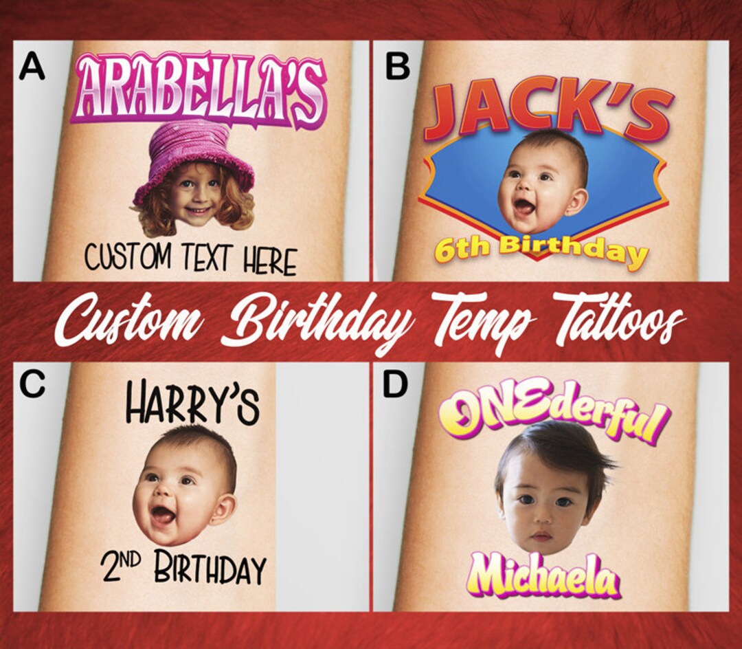 10 Custom Personalised Temporary Tattoos. Birthday Tattoos, Sten, Party ...