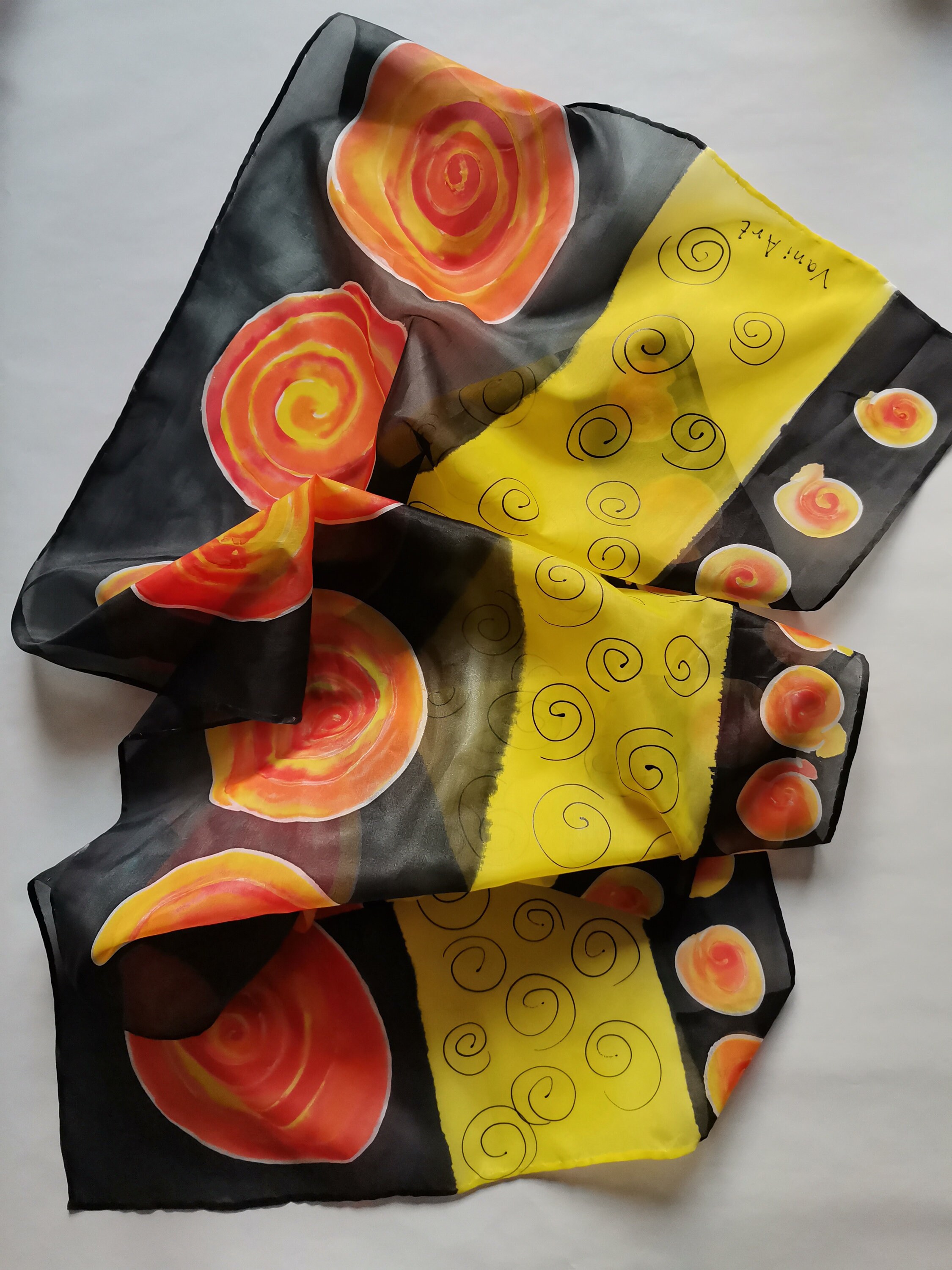 Silk Neck Scarf, Hand Paint Scarf, Statement Scarf, Colorful Scarf ...