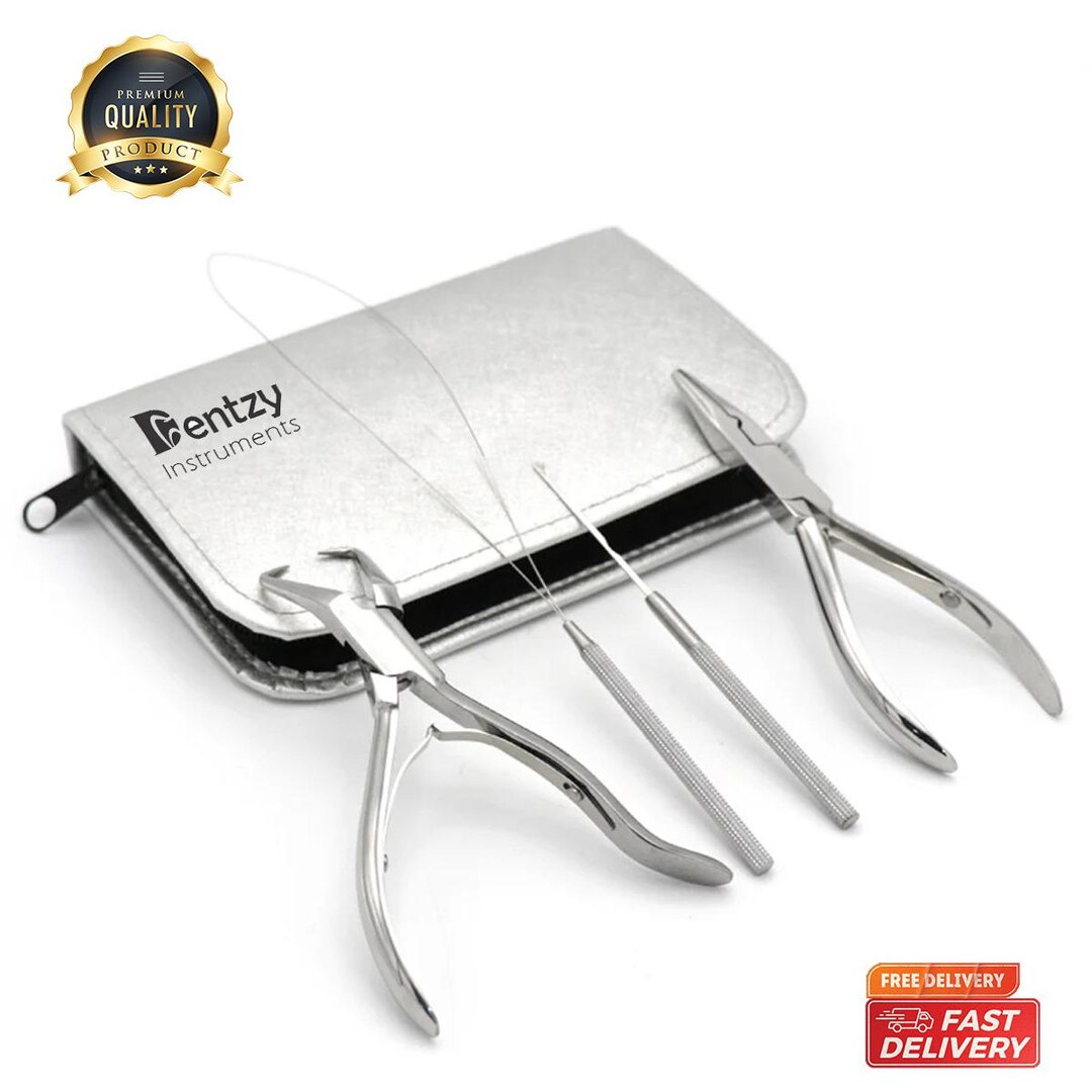 Professional Hair Extension & Beading Tool Kit Plier Set for Beads (4 ...