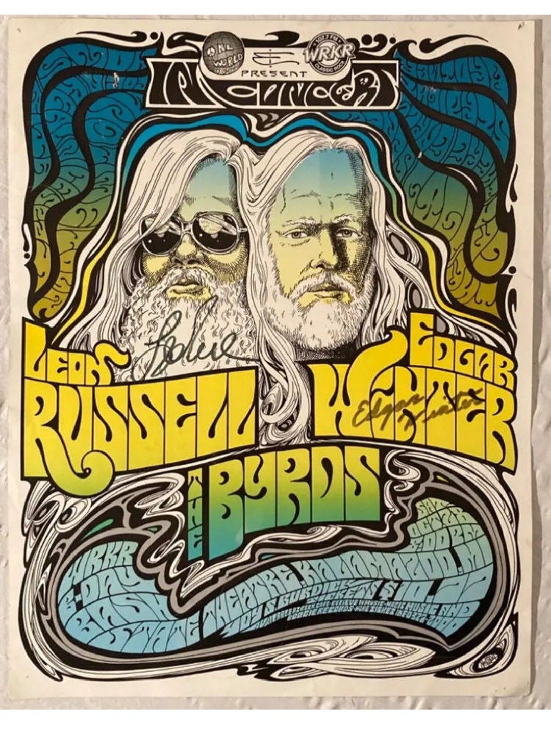 Leon Russell Edgar Winter 1989 Autographed Tour Poster State Theatre ...