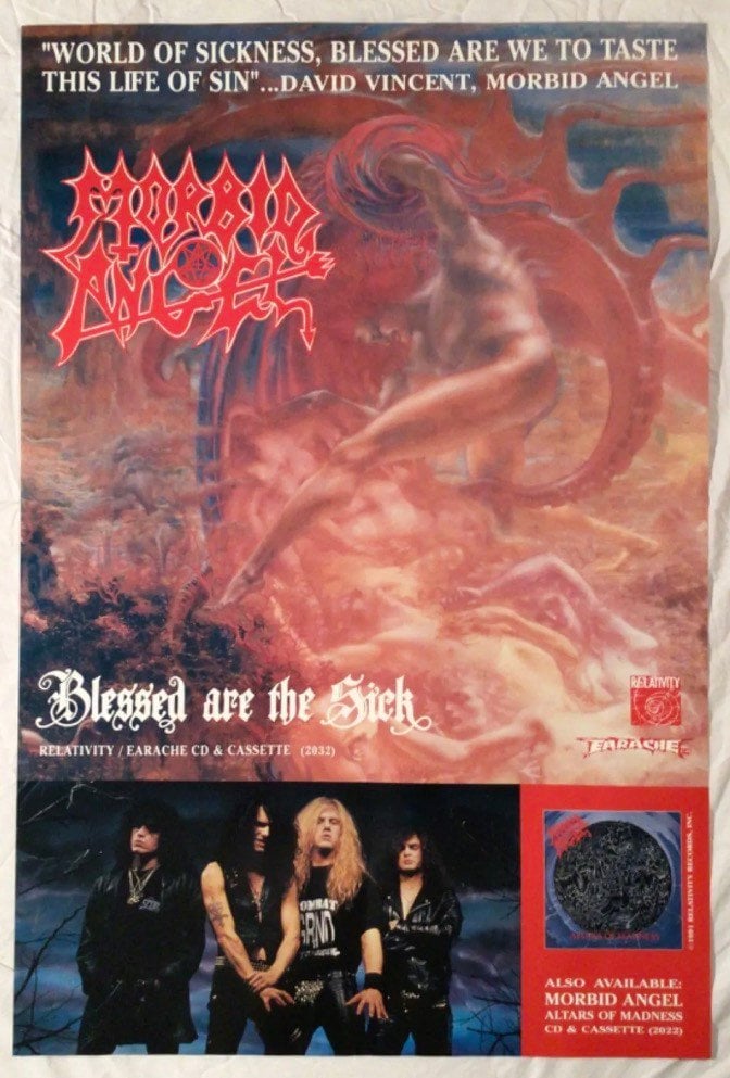 Morbid Angel 1991 Promo Poster Blessed Are the Sick Relativity Earache ...