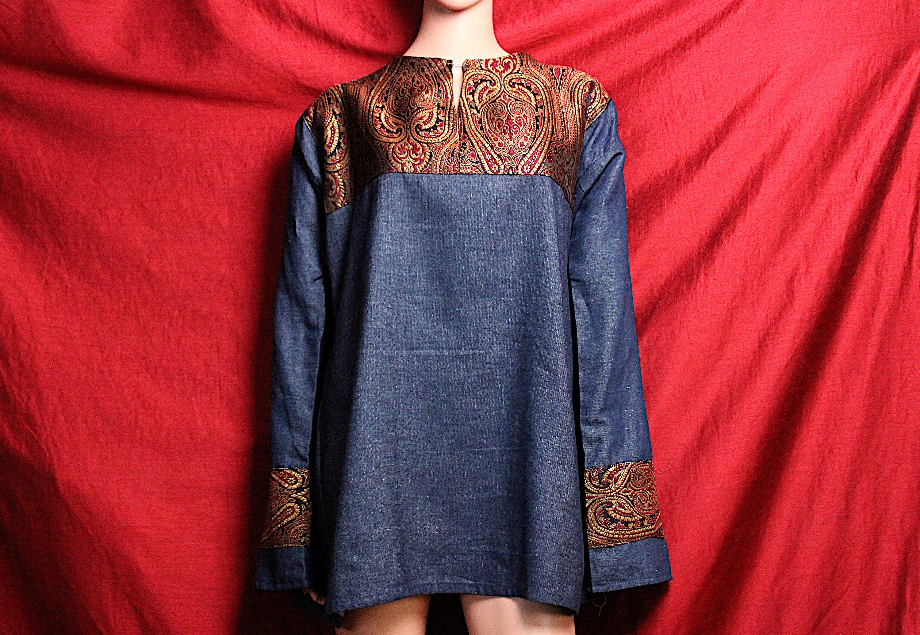 Viking Byzantine Woolen Silk Tunic Shirt With Brocaded Silk Panels ...