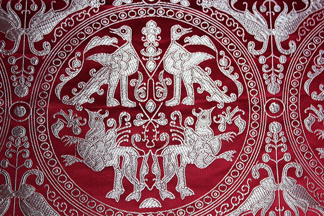 Brocaded Silk Fabric Textile Brocade 84 Cms / 74 Cms Floral Ornamental ...