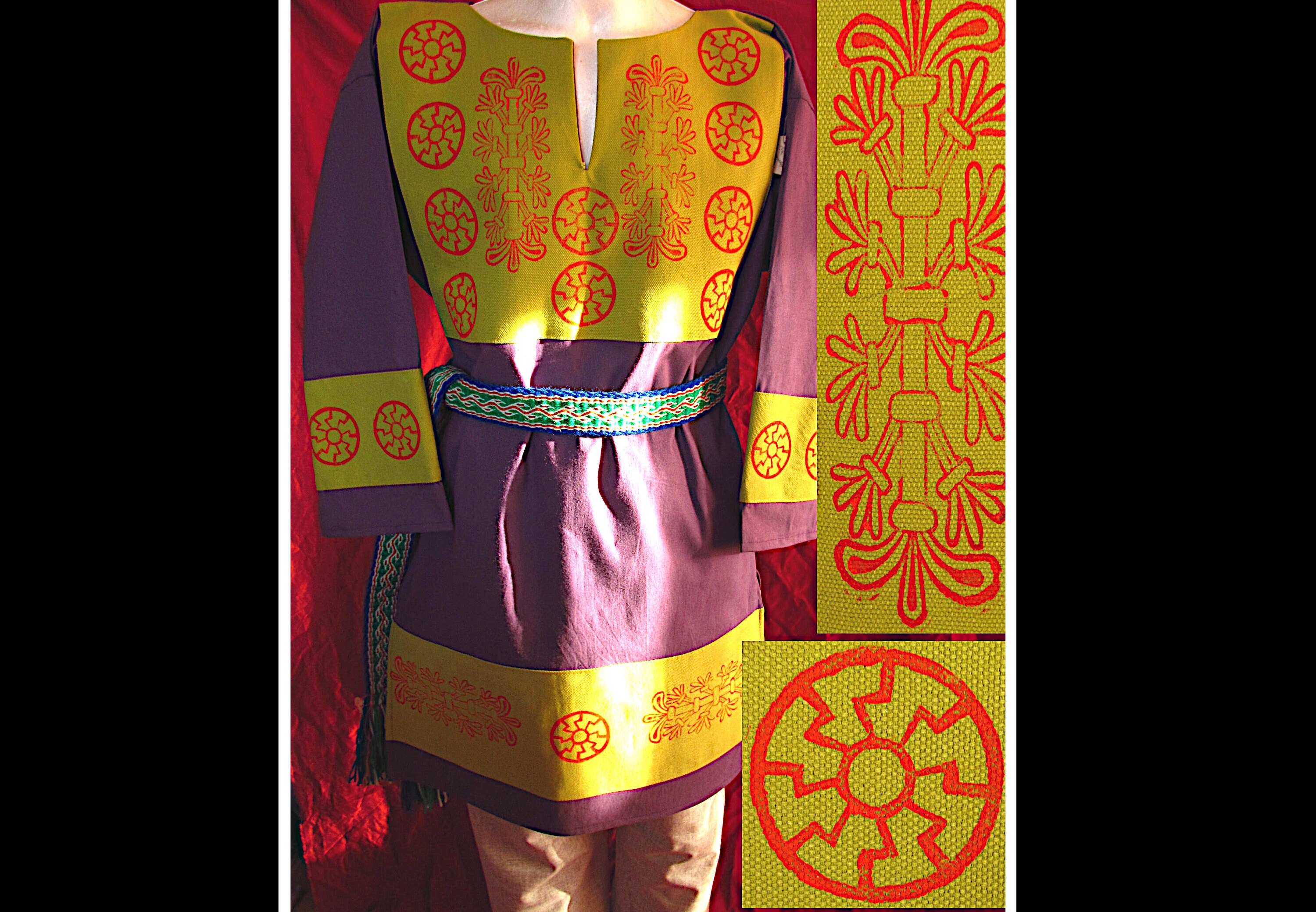 Viking Slavic Linen Viking Slavic Tunic Shirt With Hand-printed Stamps ...