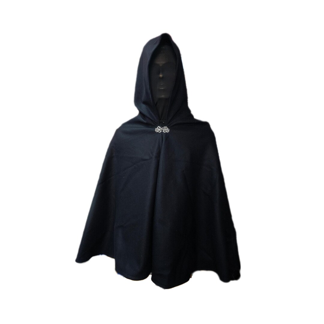 Thick and Heavy Woolen Cloak Cape With Hood and Metal Clasps, Overlay ...