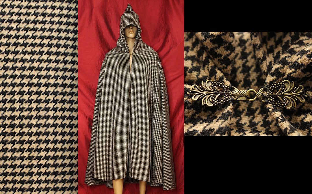 Thick and Heavy Long Woolen Cloak Cape With Hood and Metal Clasps ...