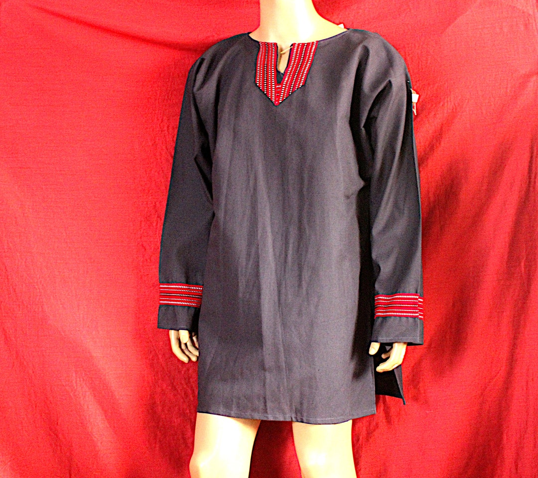 Linen Viking Slavic Tunic Shirt With Hand-woven Woolen Braids Selvedges ...