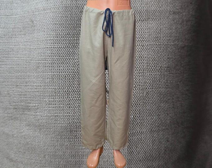 Early Medieval Natural Linen Basic Straight Pants/trousers With ...