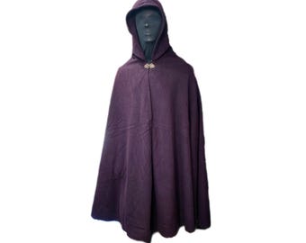 Long Thick and Heavy Cloak Cape With Hood and Metal Clasps, Overlay ...