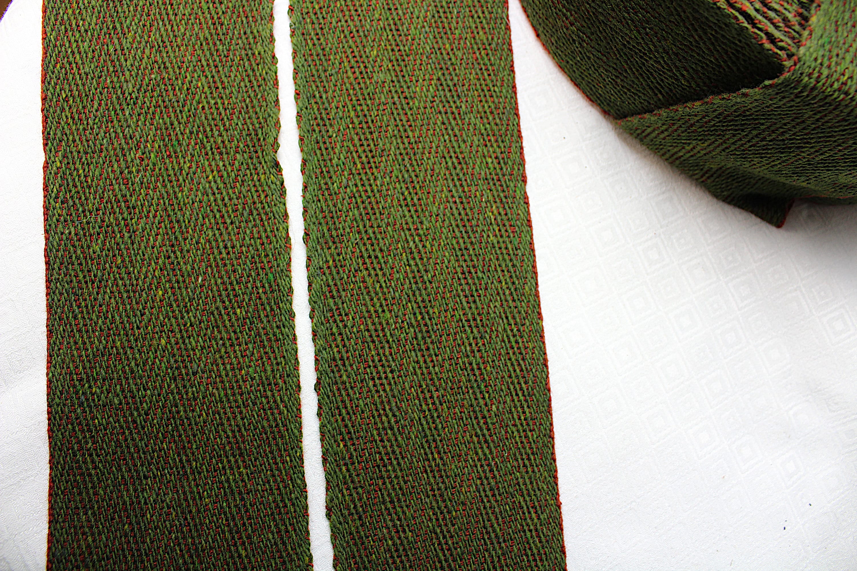 Hand-woven Band Leg Wraps Wrappers Width 8cm Herringbone Green-red Loom ...