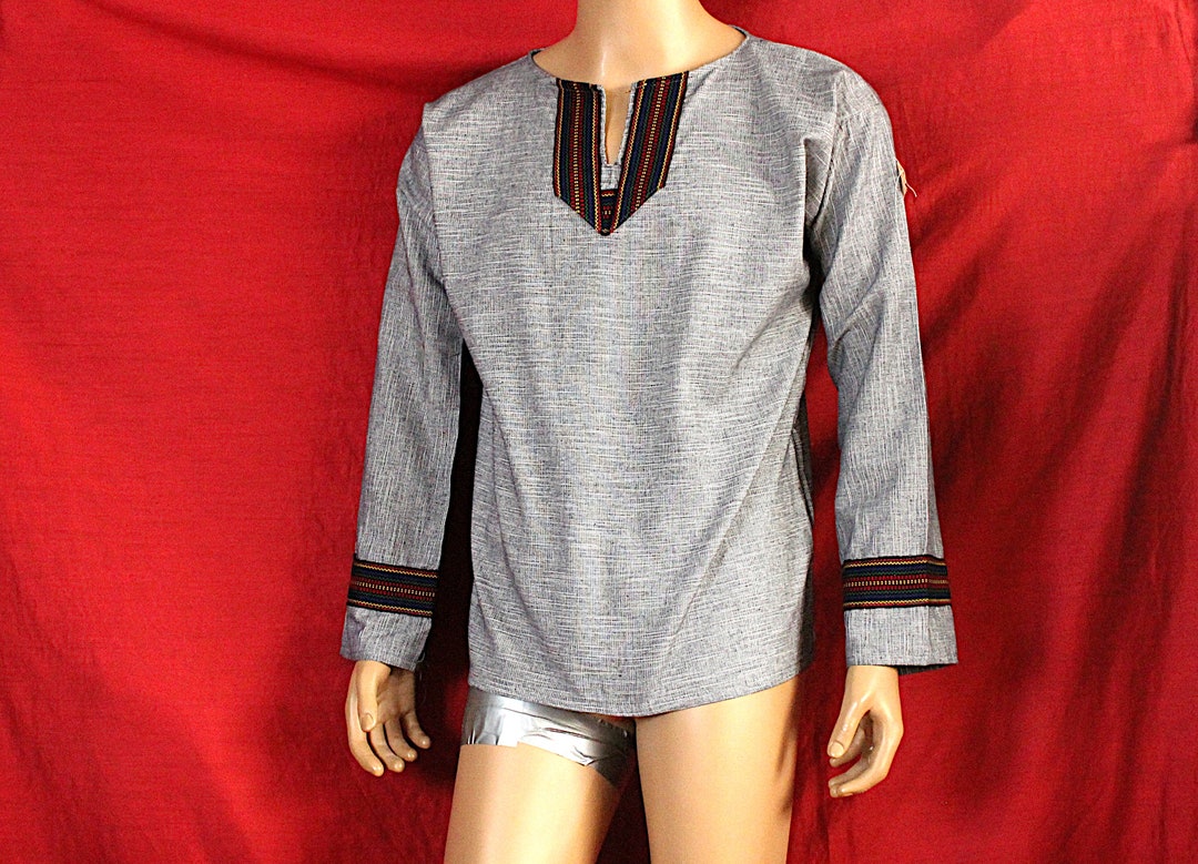 Viking Slavic Linen Viking Slavic Tunic Shirt With Hand-woven Woolen ...