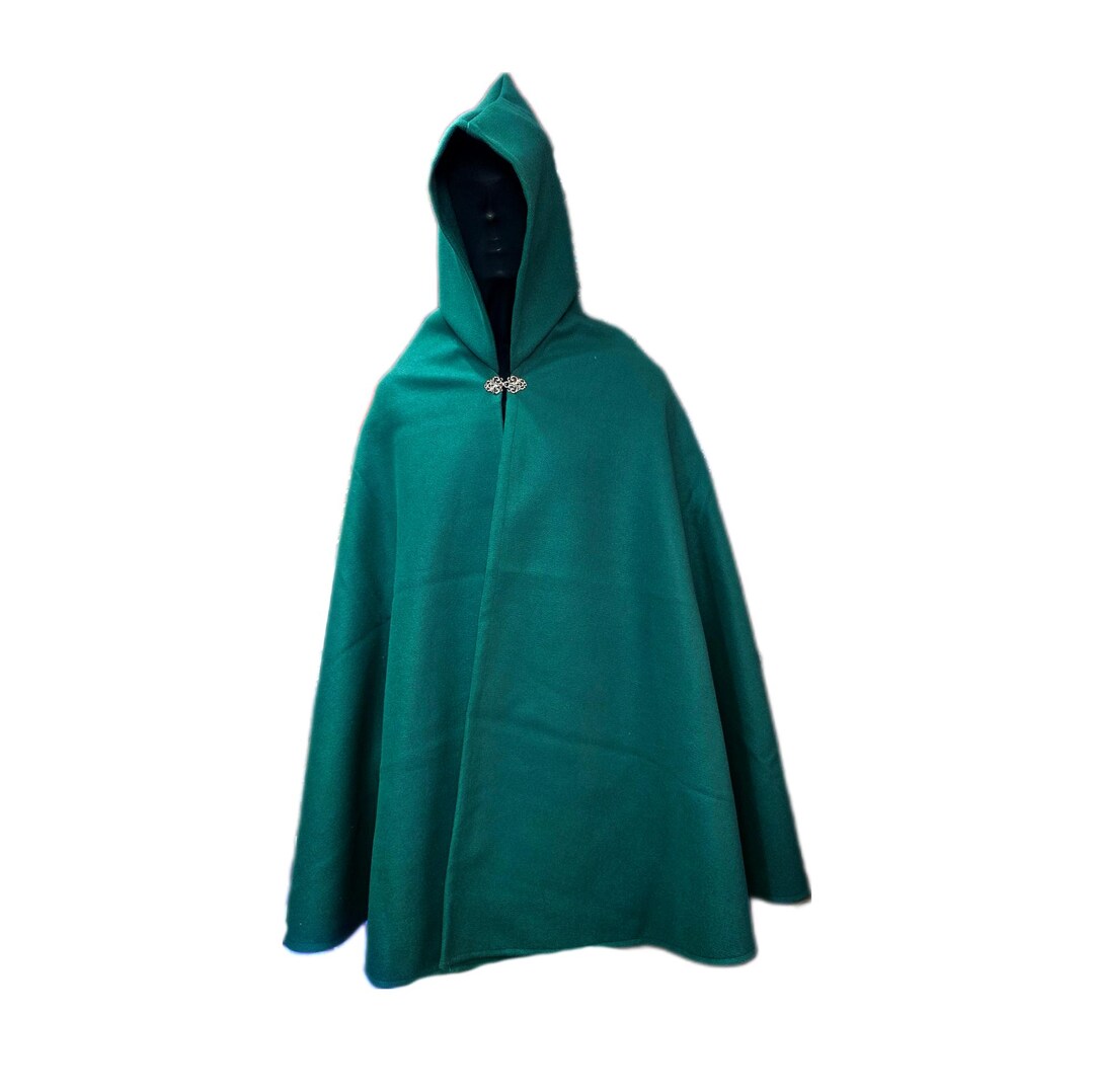 Long Thick and Heavy Cloak Cape With Hood and Metal Clasps, Overlay ...