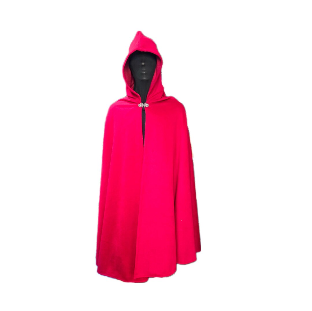 Long Thick and Heavy Cloak Cape With Hood and Metal Clasps, Overlay ...