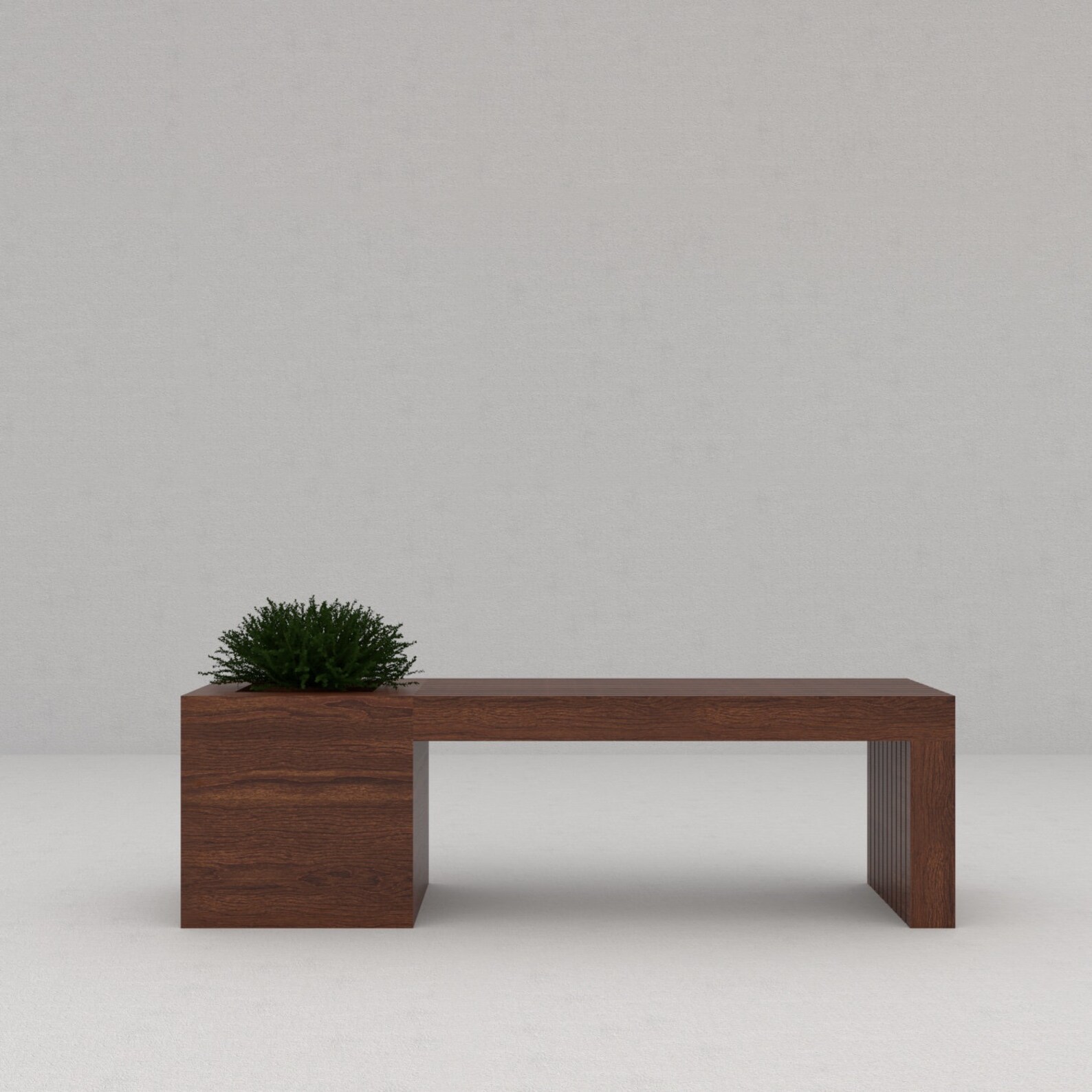 Modern Bench and Planter Combo – Indoor/outdoor Ipe Wood Seating With ...