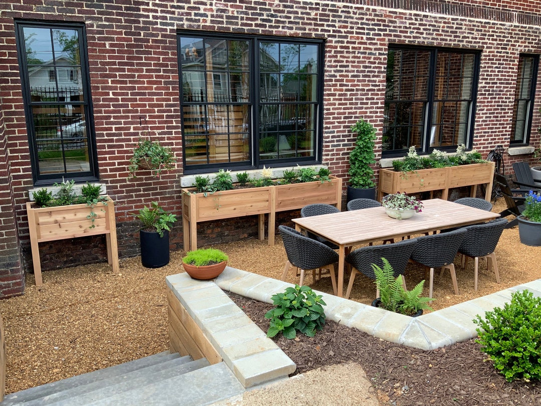 Custom XL Standing Planter Table – Raised Garden Box for Herbs ...