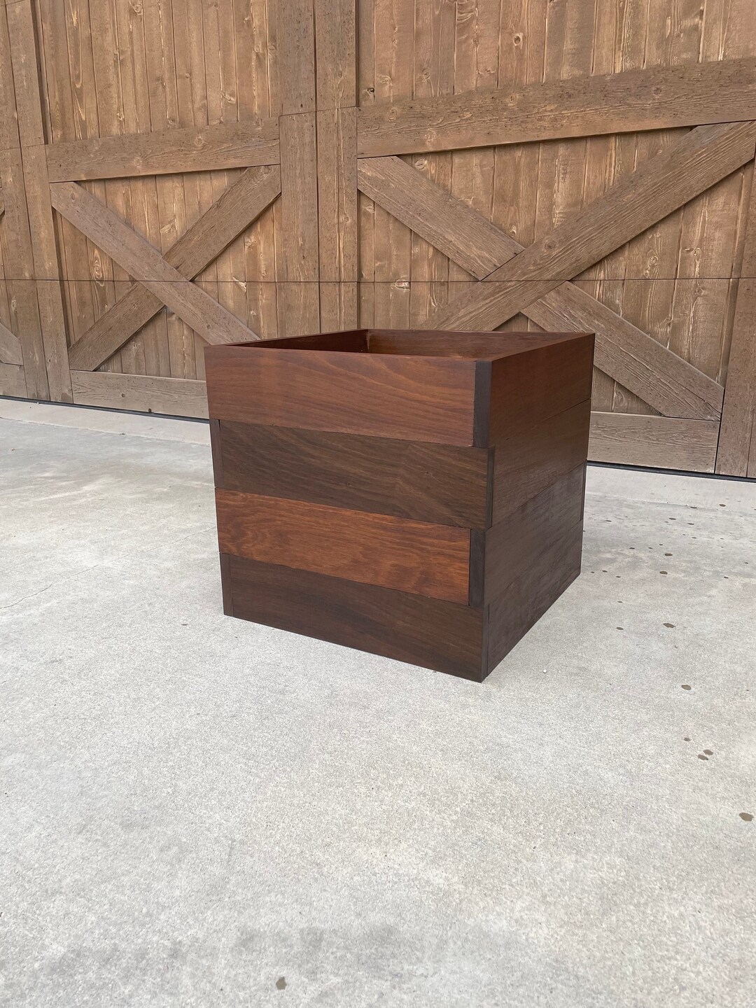 Modern Ipe Wood Cube Planter – Handmade Hardwood Indoor/outdoor Planter ...