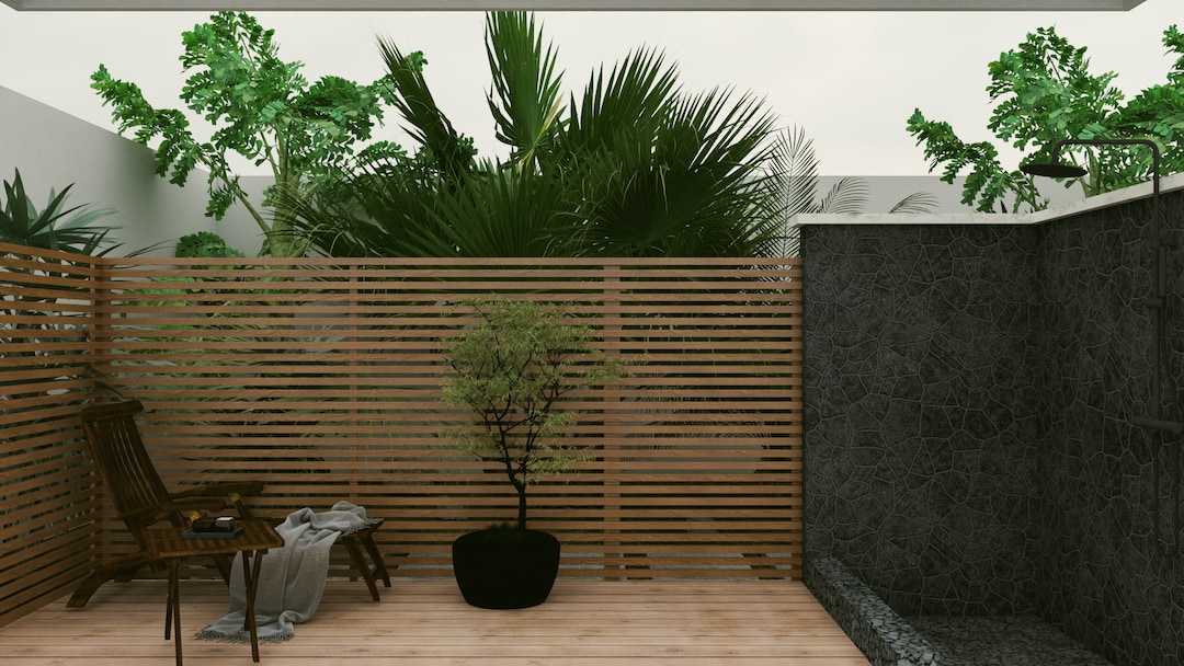 Western Red Cedar Modern Slatted Trellis & Screen Wall – Stylish ...