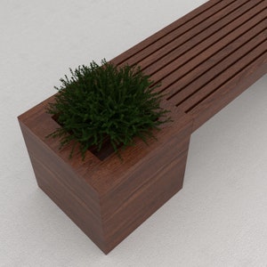 Modern Bench and Planter Combo – Indoor/outdoor Ipe Wood Seating With ...