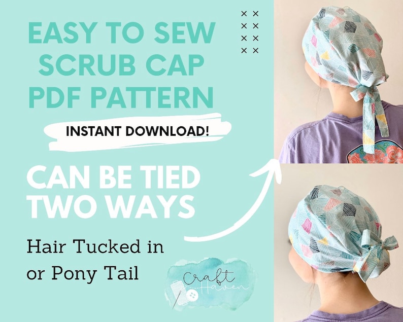 EASY to Sew! Scrub Cap Pattern, Easy Sewing Pattern, Medical Hat ...