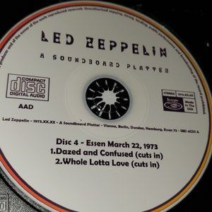 Led Zeppelin 4 CD Set A Soundboard Platter Live in 1973 Comp Shorter ...