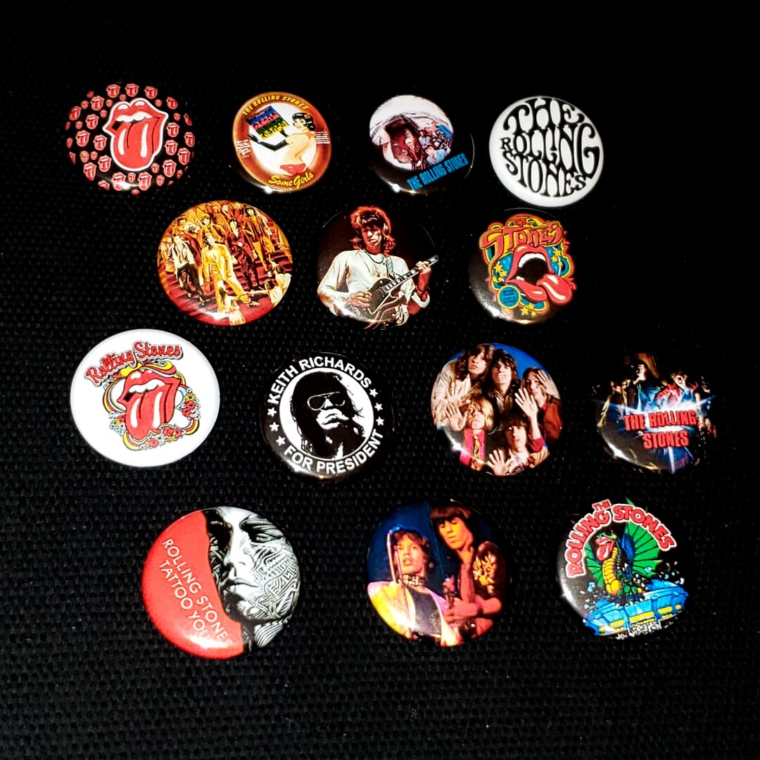 14 Rolling Stones Buttons 1 Inch Pin Mick Jagger Keith Richards Mini ...