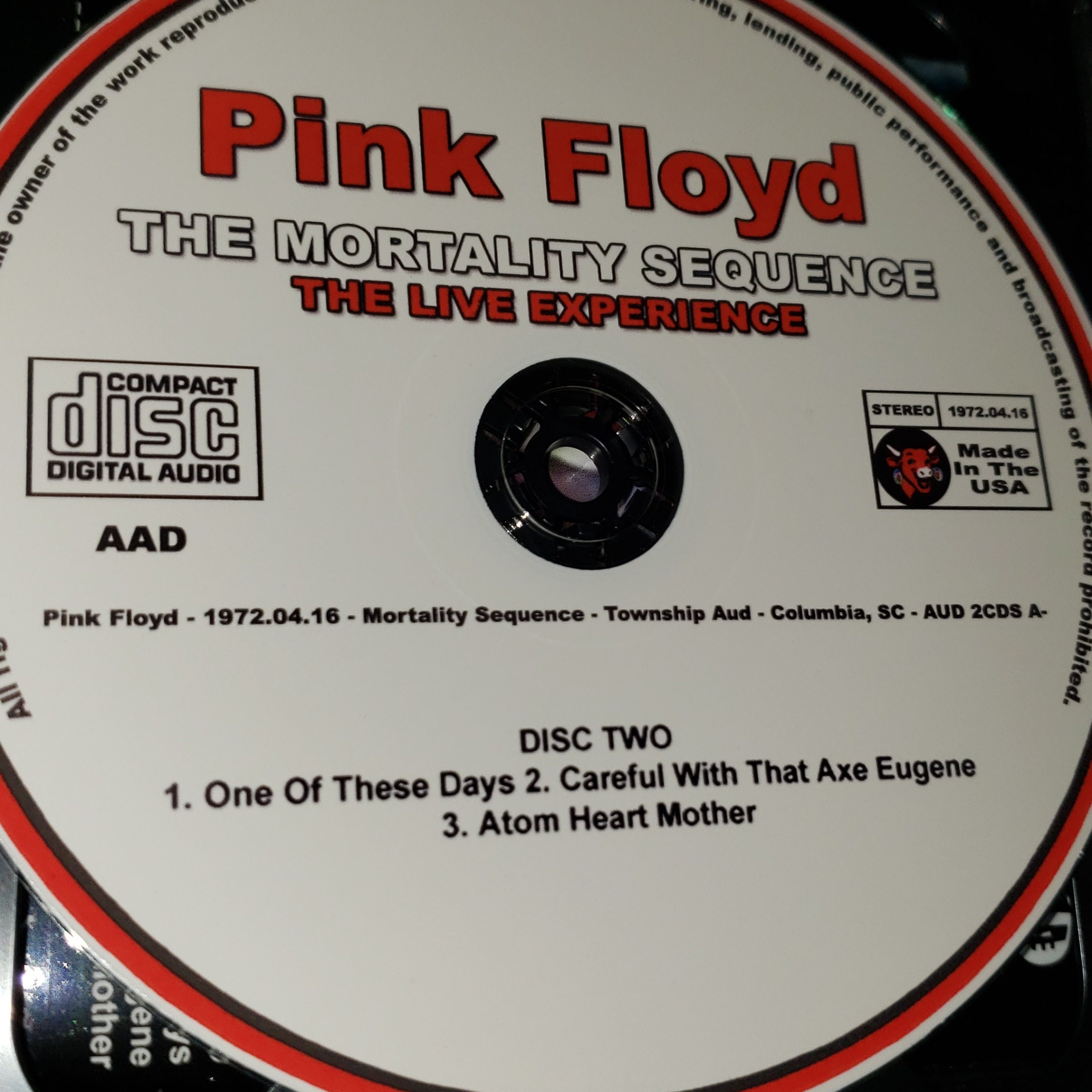 Pink Floyd 2 CD Set Mortality Sequence Live at Columbia SC - Etsy