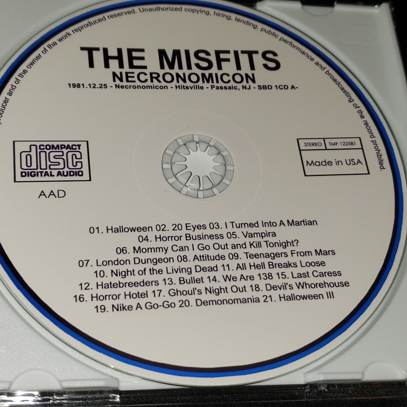 Misfits 1 CD Necronomicon Live in 1981 at Hitsville in Passaic NJ ...