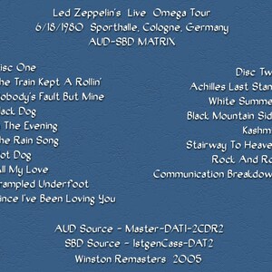 Led Zeppelin Live 2 CD Set Omega Series 2 Live in Cologne Germany 1980 ...
