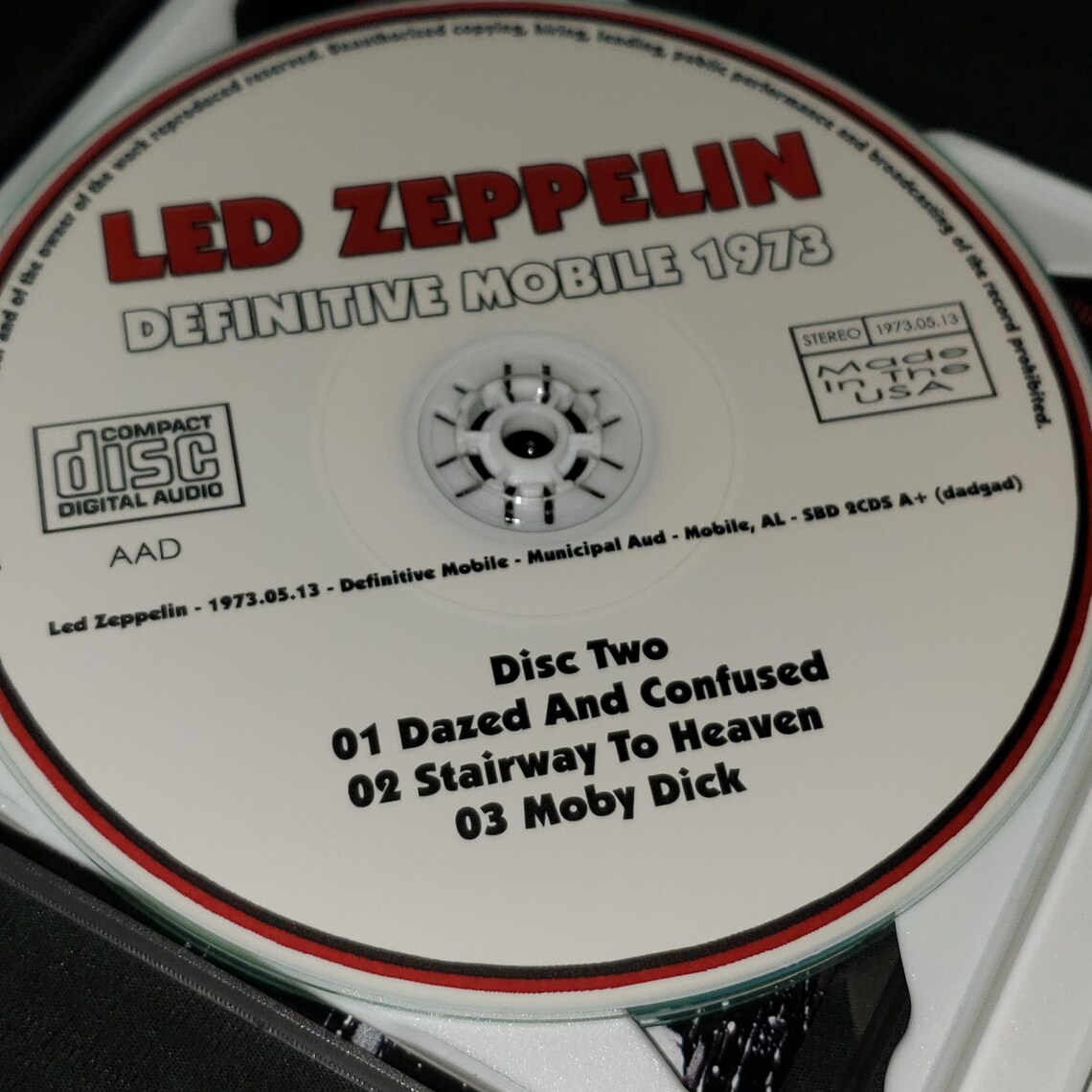 Led Zeppelin Live 2 CD Set Definitive Mobile Live at Mobile AL in 1973 ...