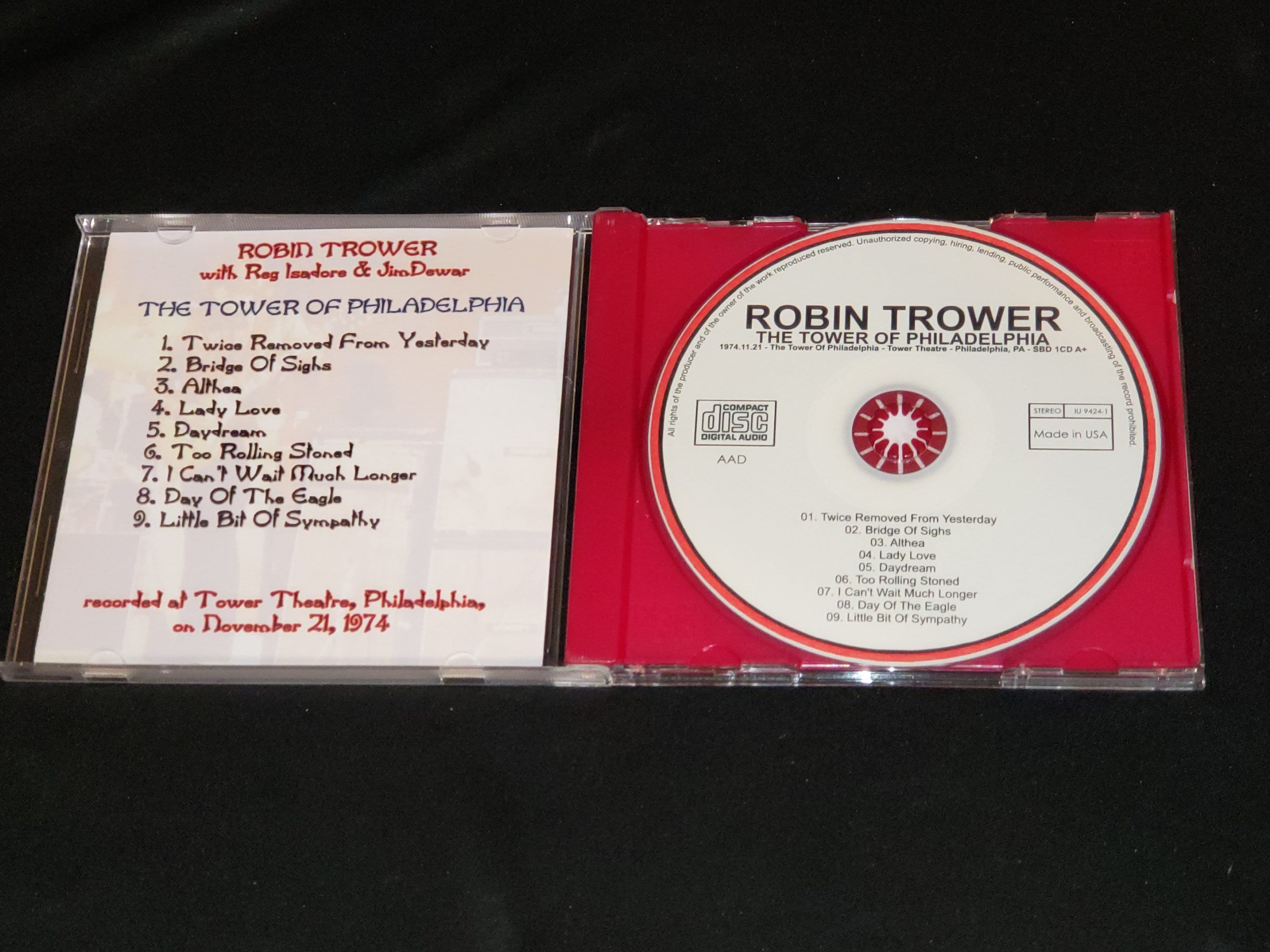 Robin Trower Live 1 CD 1974 the Tower of Philadelphia Bridge of Sighs ...