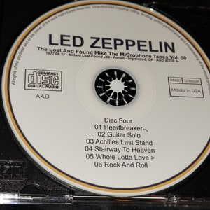 Led Zeppelin 4 CD Set Mike Millard Lost and Found Vol. 50 Inglewood, CA 1977 Robert Plant Page ...