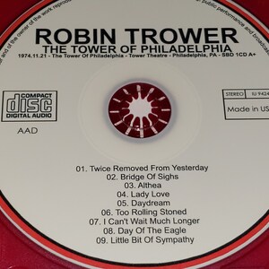 Robin Trower Live 1 CD 1974 the Tower of Philadelphia Bridge of Sighs ...