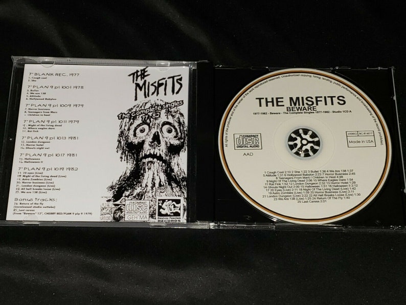 Misfits 1 CD Set Beware the Complete Singles 77-82 Samhain Danzig ...
