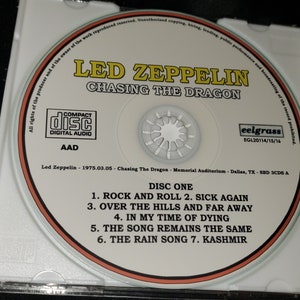 Led Zeppelin 3 CD Set Chasing the Dragon Live 1975 Dallas Texas 1975 ...