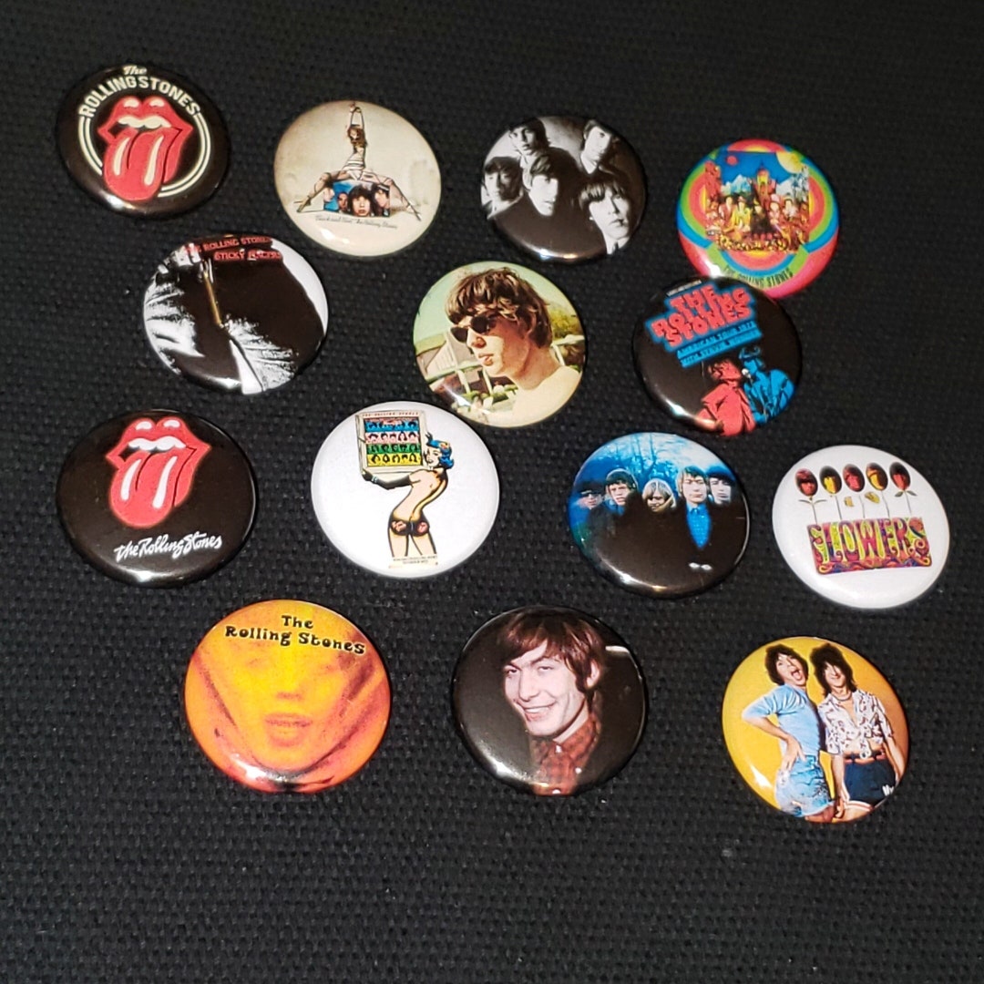 14 Rolling Stones Buttons 1 Inch Pin Mick Jagger Keith Richards Mini ...