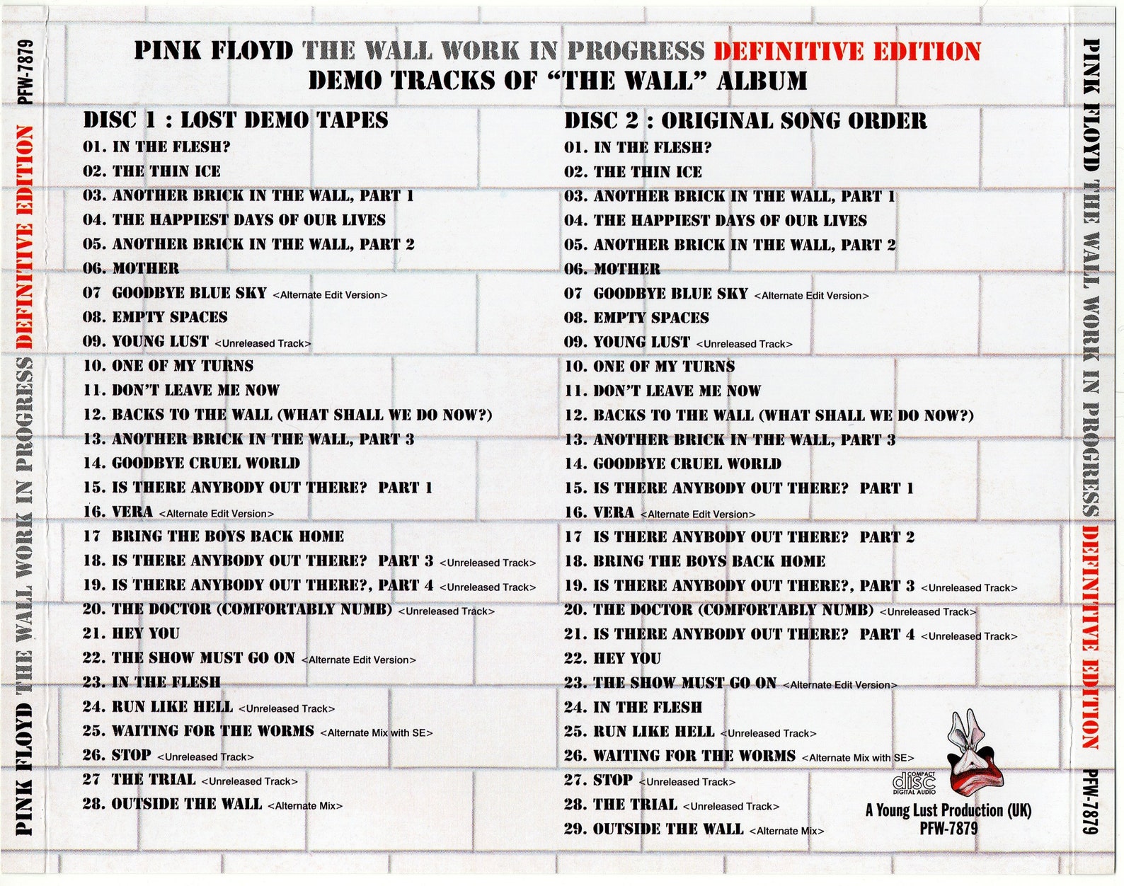 Pink Floyd Live 2 CD Work in Progress Wall Demos + More Definitive ...