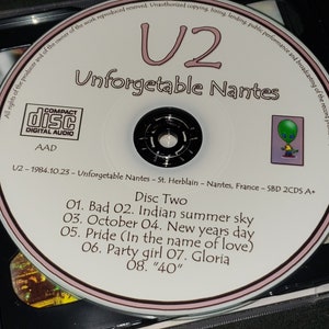 U2 Live 2 CD 1984 Unforgettable Nantes Soundboard in France Bono - Etsy