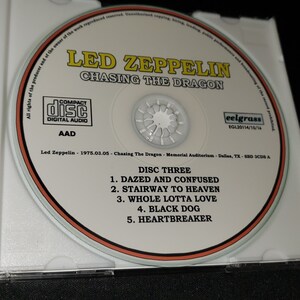 Led Zeppelin 3 CD Set Chasing the Dragon Live 1975 Dallas Texas 1975 ...