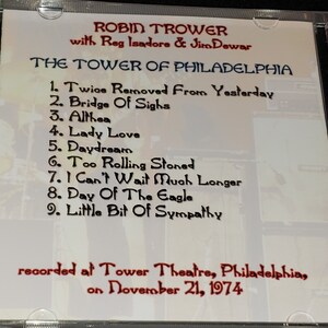 Robin Trower Live 1 CD 1974 the Tower of Philadelphia Bridge of Sighs ...