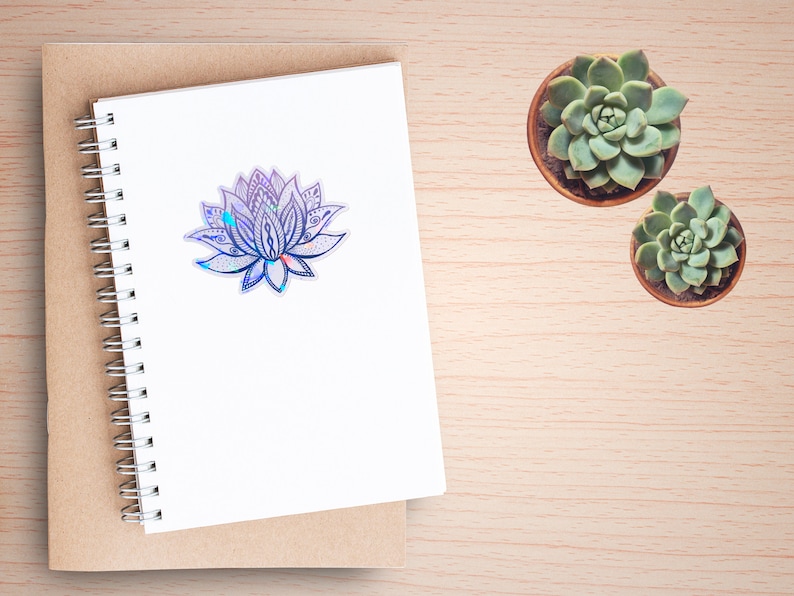 Blue & Purple Holographic Lotus Sticker Lotus Flower Sticker - Etsy