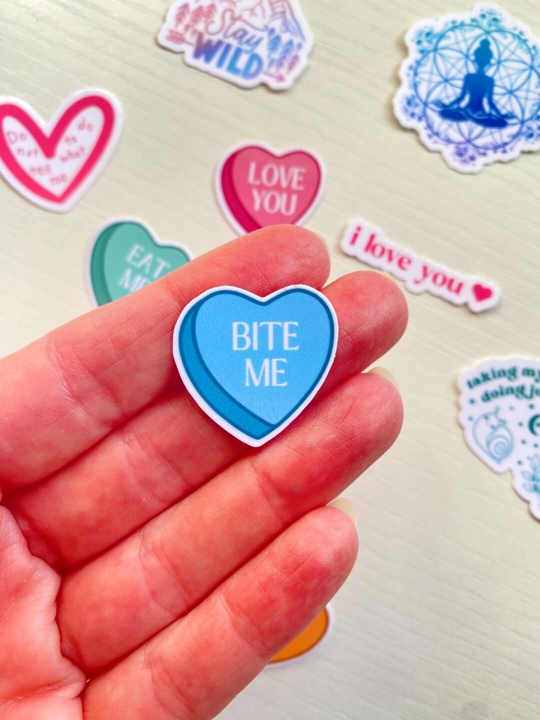 Bite Me Candy Heart Sticker - Tiny Sticker Pack - Mini Sticker ...