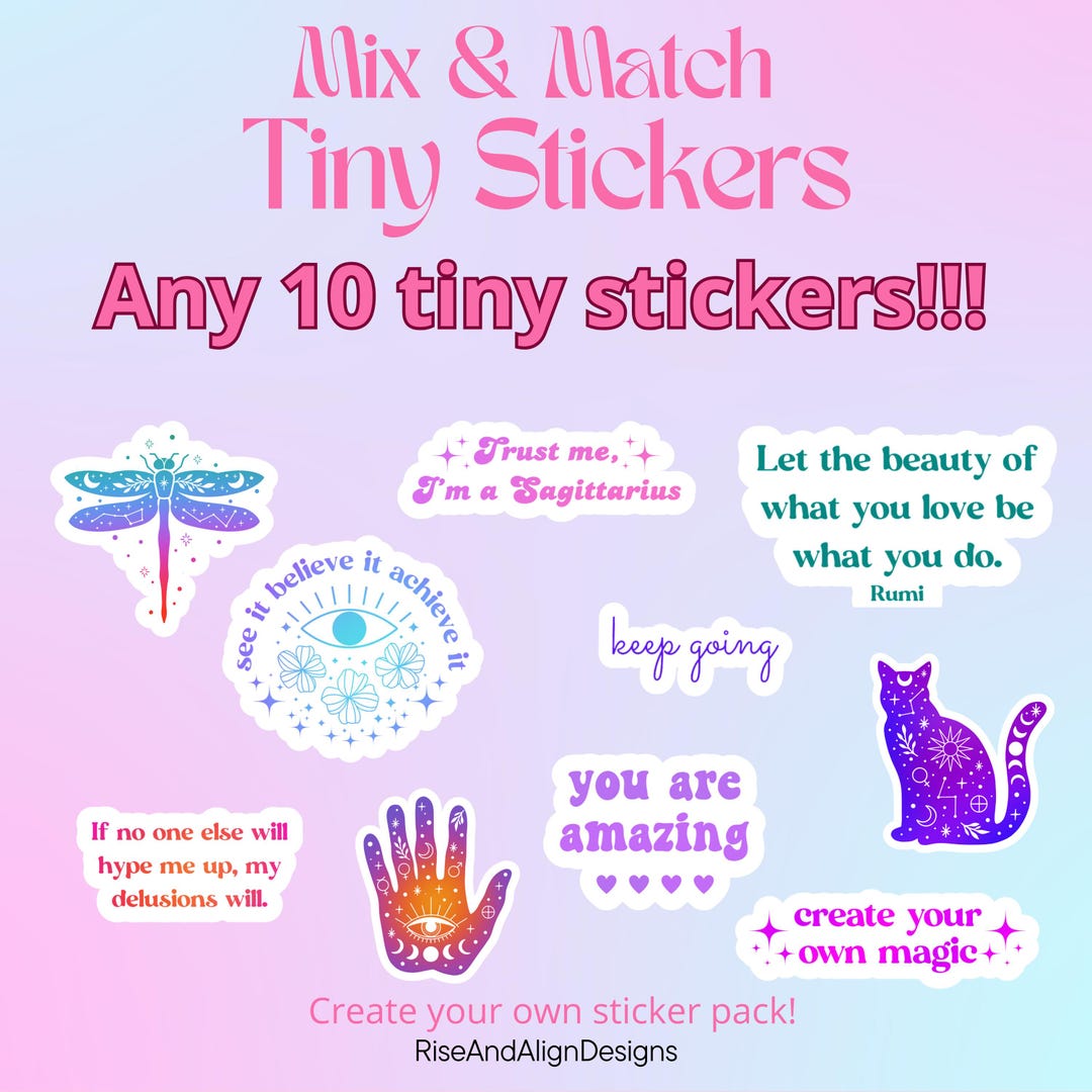 Tiny Sticker Pack - Any 10 Custom Sticker Pack - Waterproof Stickers ...