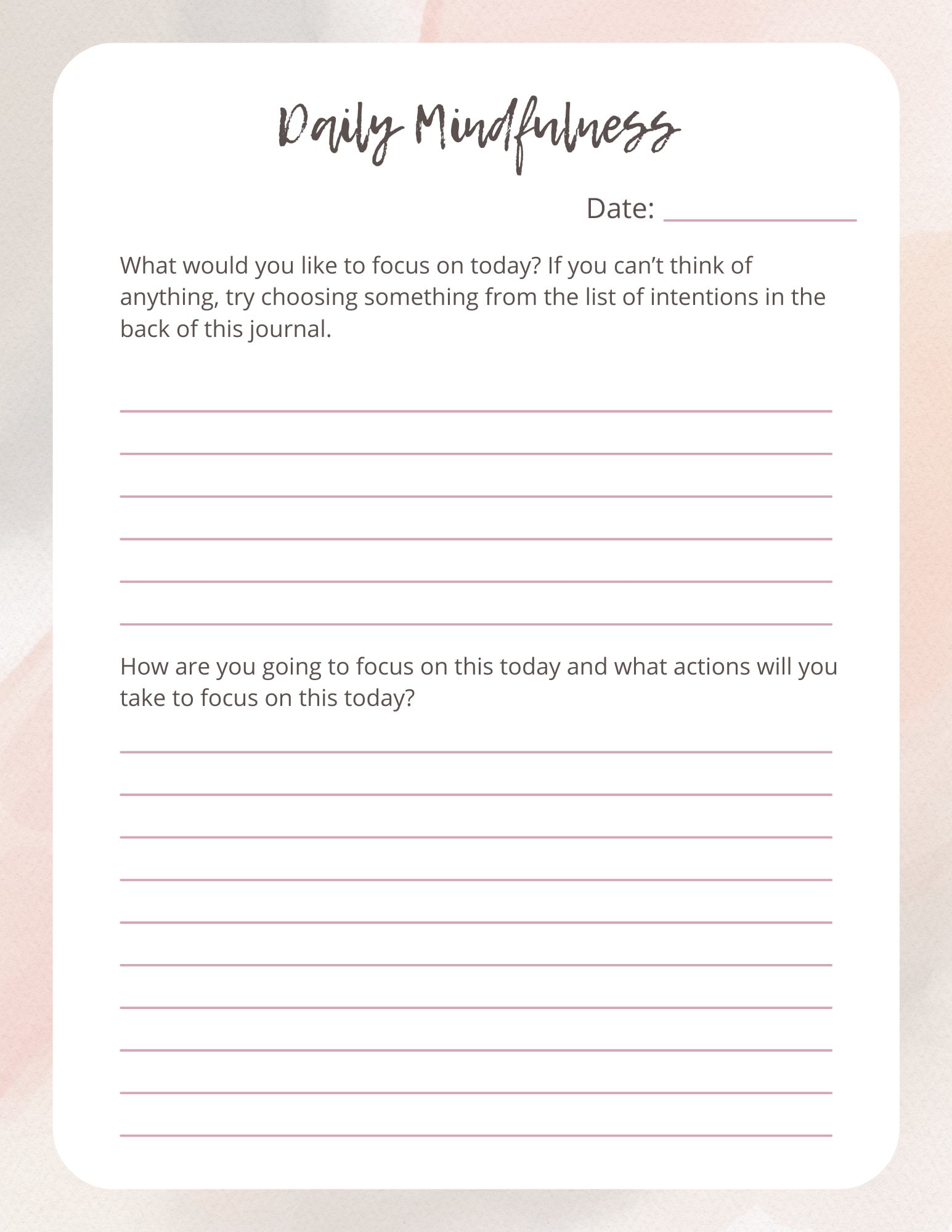 Mindfulness Journal, Printable Mental Health Journal for Practicing ...