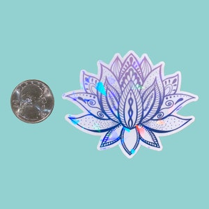 Blue & Purple Holographic Lotus Sticker, Lotus Flower Sticker, Zen ...